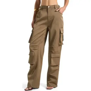Manière De Voir Satin High-waisted Cargo Trousers - Dark Olive