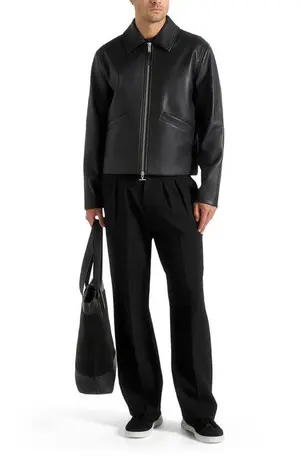 Manière De Voir Yves Minimal Vegan Leather Jacket - Black