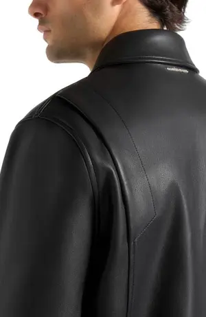 Manière De Voir Yves Minimal Vegan Leather Jacket - Black