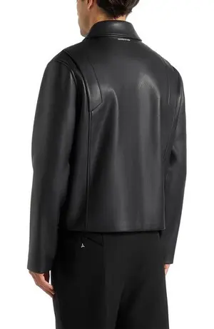 Manière De Voir Yves Minimal Vegan Leather Jacket - Black
