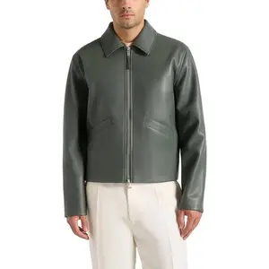 Manière De Voir Yves Minimal Vegan Leather Jacket - Dark Sage
