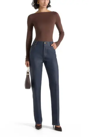 Manière De Voir Wax Effect Boyfriend Jeans - Indigo