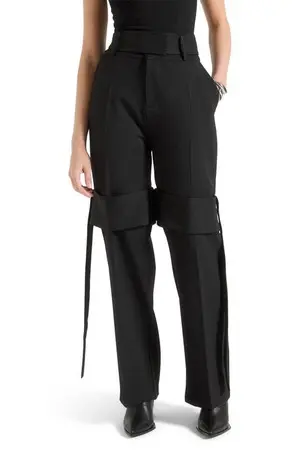 Manière De Voir Belted Strap Detail Trousers - Black