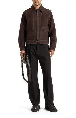 Manière De Voir Suede Jacket With Contrast Stitching