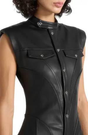 Manière De Voir Annette Vegan Leather Jumpsuit - Black