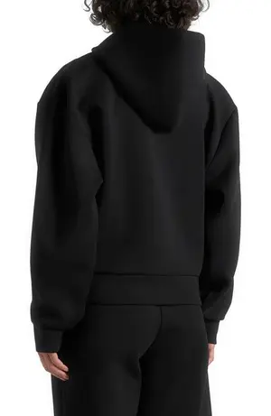 Manière De Voir Neoprene Cropped Zip Hoodie