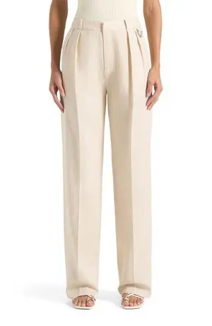 Manière De Voir Linen Pleat Trousers - Natural