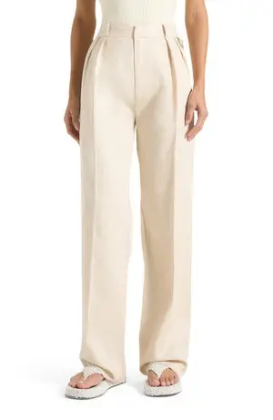 Manière De Voir Linen Pleat Trousers - Natural