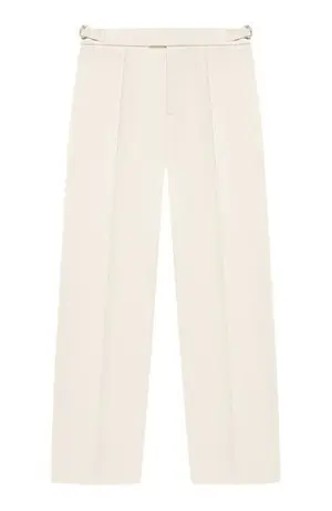 Manière De Voir Relaxed Fit Twill Pleated Tailored Trousers - Cream