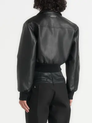 Manière De Voir Cosette Vegan Leather Bomber Jacket - Black