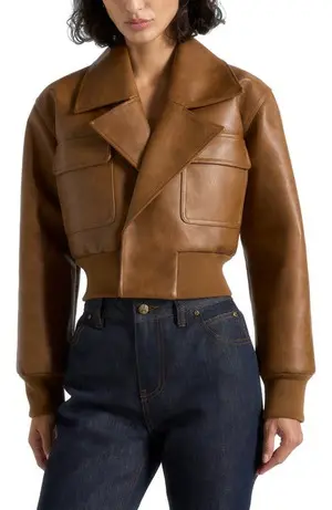 Manière De Voir Cosette Vegan Leather Bomber Jacket