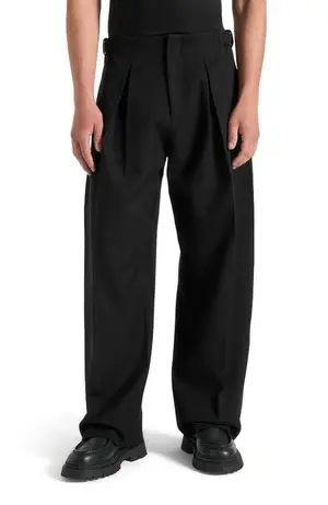 Manière De Voir Box Pleat Wide Leg Trousers - Black