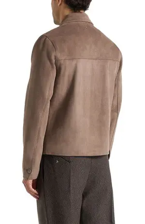 Manière De Voir Michel Suede Jacket With Revere Collar - Taupe