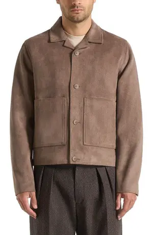 Manière De Voir Michel Suede Jacket With Revere Collar - Taupe