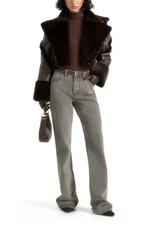 Manière De Voir Vintage Leather & Plush Gilet Jacket