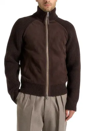 Manière De Voir Rami Suede & Knit Jacket - Brown