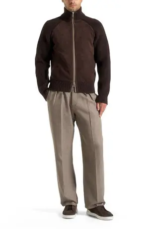 Manière De Voir Rami Suede & Knit Jacket - Brown