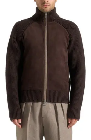 Manière De Voir Rami Suede & Knit Jacket - Brown