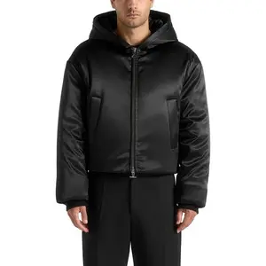 Manière De Voir Satin Cropped Hooded Jacket