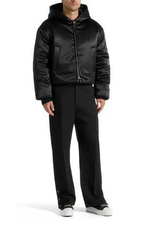 Manière De Voir Satin Cropped Hooded Jacket