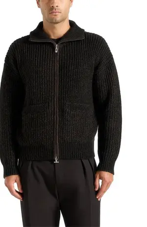 Manière De Voir Speckled Wool Zip Jacket