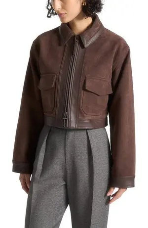 Manière De Voir Suede And Pebbled Leather Jacket