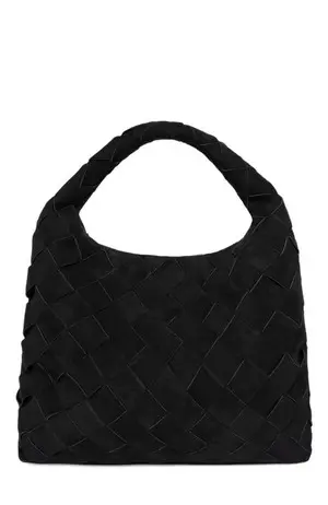 Manière De Voir Aubin Suede Woven Hobo Bag - Black