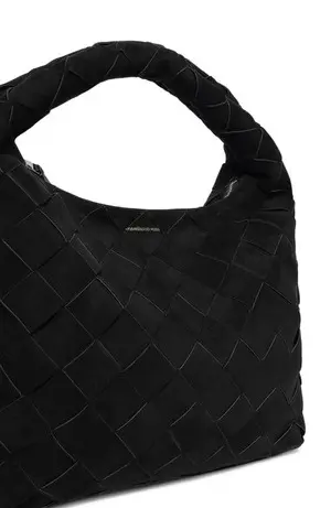 Manière De Voir Aubin Suede Woven Hobo Bag