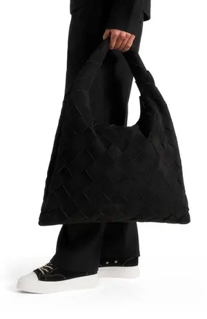 Manière De Voir Aubin Suede Woven Hobo Bag