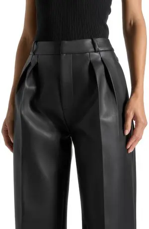 Manière De Voir Leather Pleat Front Trousers - Black
