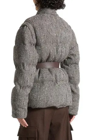 Manière De Voir Inez Herringbone Wool Wrap Puffer Jacket