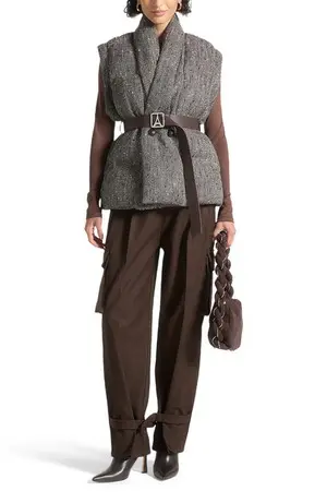 Manière De Voir Inez Herringbone Wool Wrap Puffer Jacket