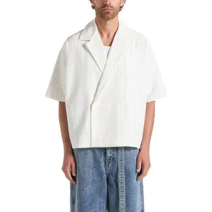Manière De Voir Abel Boxy Pinstripe Double Breasted Shirt - White