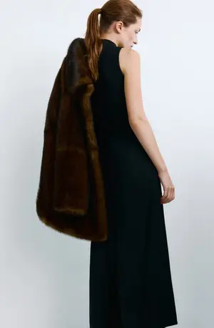 Mango Mock Neck Knit Maxi Dress