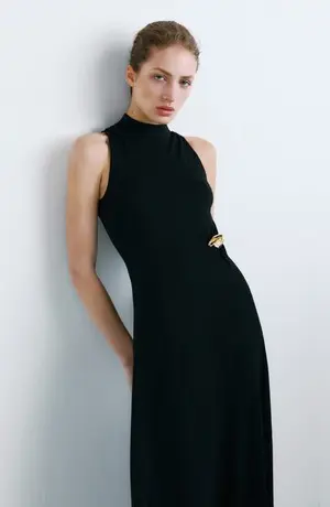 Mango Mock Neck Knit Maxi Dress
