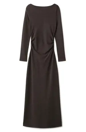 Mango Ruched Long Sleeve Knit Maxi Dress