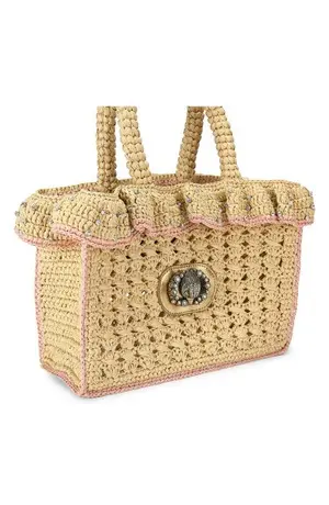 Kurt Geiger Ruffle Woven Tote - Open Beige