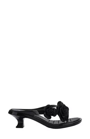 Melissa Petals Kitten Heel Flip Flop - Black