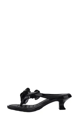 Melissa Petals Kitten Heel Flip Flop - Black