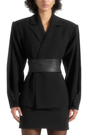 Manière De Voir Marie Wool Twist Sleeve Belted Blazer