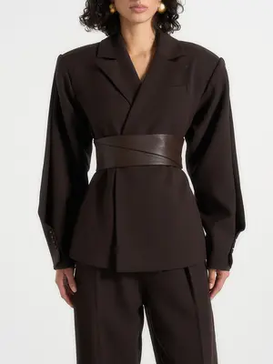 Manière De Voir Marie Wool Twist Sleeve Belted Blazer - Brown