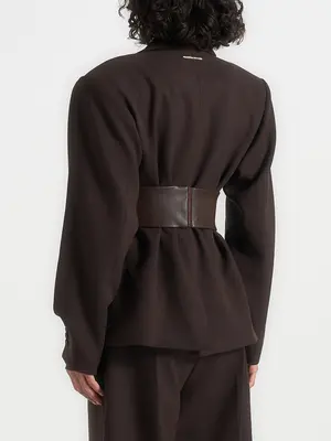 Manière De Voir Marie Wool Twist Sleeve Belted Blazer - Brown