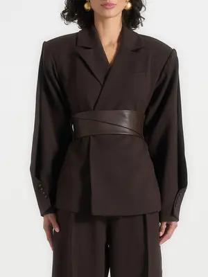 Manière De Voir Marie Wool Twist Sleeve Belted Blazer - Brown