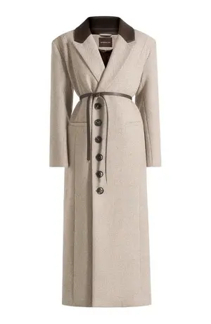 Manière De Voir Anissa Herringbone Wool Oversized Coat - Beige