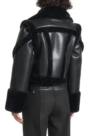 Manière De Voir Leather & Plush Gilet Jacket