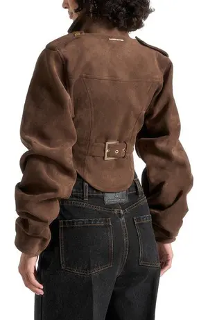 Manière De Voir Suede Corset Jacket With Tacked Sleeves