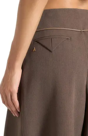 Manière De Voir Flora Box Pleat Wide Leg Belted Trousers - Brown