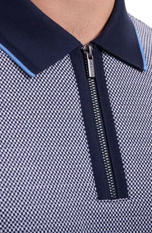 Bugatchi Quarter Zip Polo - Navy