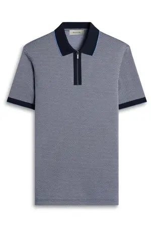 Bugatchi Quarter Zip Polo - Navy