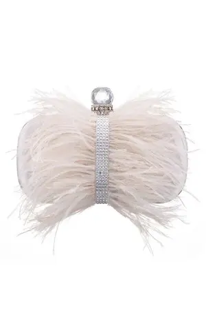 Nina Ostrich Feather Minaudiere - Ivory